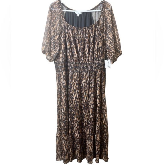 Terra & Sky | Dresses | Nwt Terra Sky Leopard Cheetah Print Smocked ...
